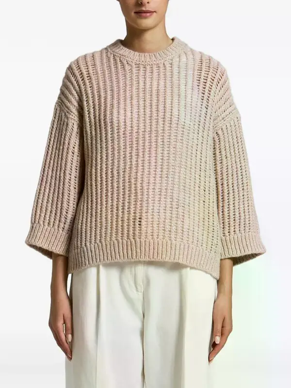 Peserico Open-knit Ribbed Sweater - Neutrals