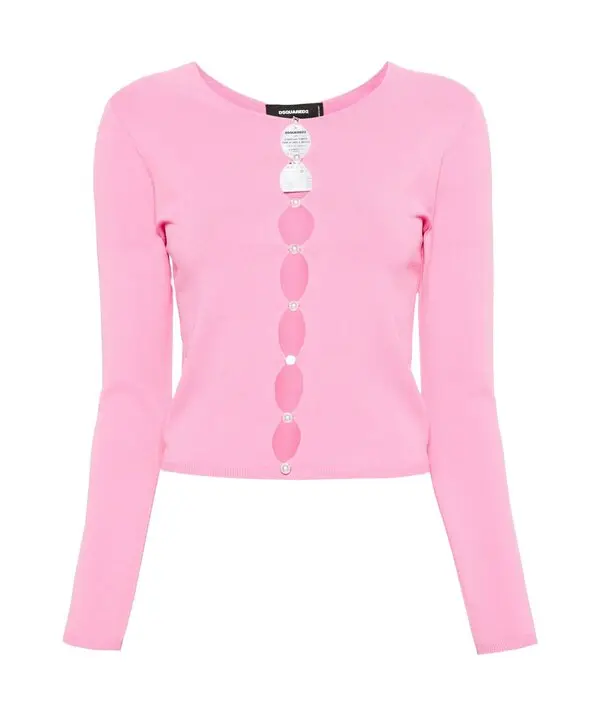 Dsquared2 Cut-out Detailed Long-sleeved Cardigan - Pink