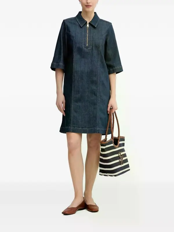 MOS MOSH Mmabigail Quarter-zip Denim Mini Dress - Blue