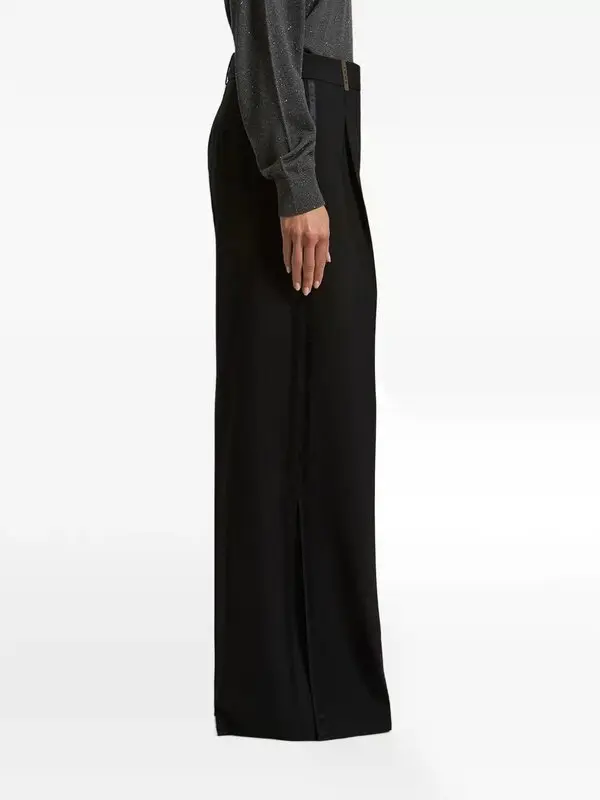 Peserico Satin-trim Pleated Wide-leg Trousers
