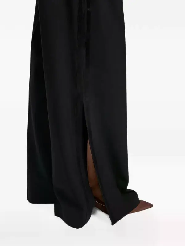 Peserico Satin-trim Pleated Wide-leg Trousers