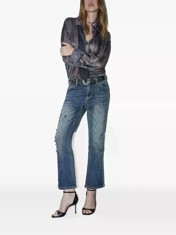 Liu Jo Bootcut Jeans With Rhinestones - Blue
