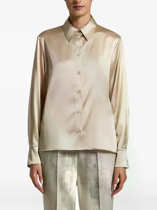 Peserico Satin-finish Long-sleeve Shirt - Neutrals