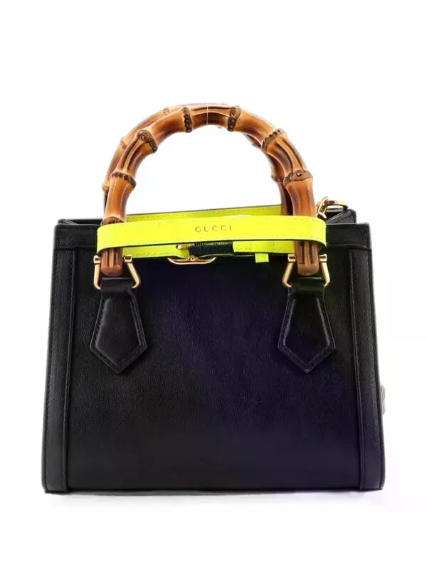 Gucci Diana Nm Bamboo Handle Tote Leather Mini Crossbody Bag - Black