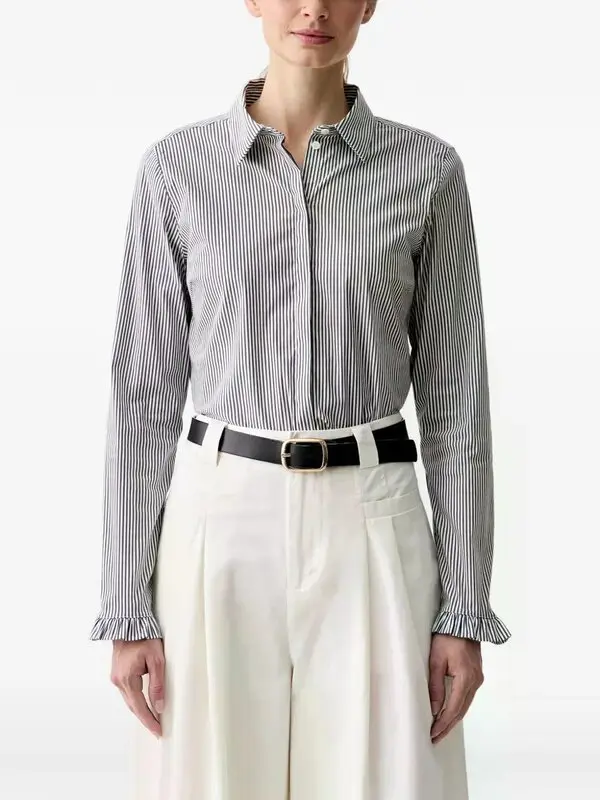 MOS MOSH Mmmattie Flip Striped Ruffle-cuff Shirt - Blue