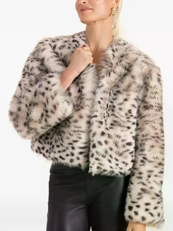 SUSAN BENDER Leopard-print Shearling Jacket