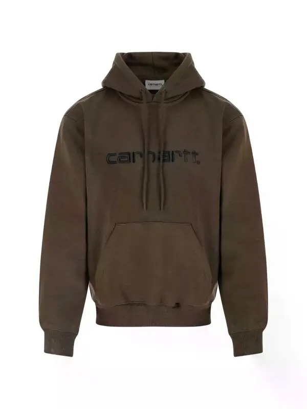 Carhartt Work In Progress Logo-embroidered Kangaroo-pocket Hoodie - Brown