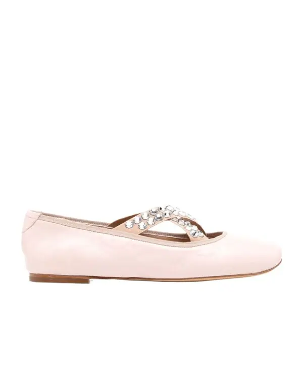 Casadei Crystal-embellished Ballerina Shoes - Pink