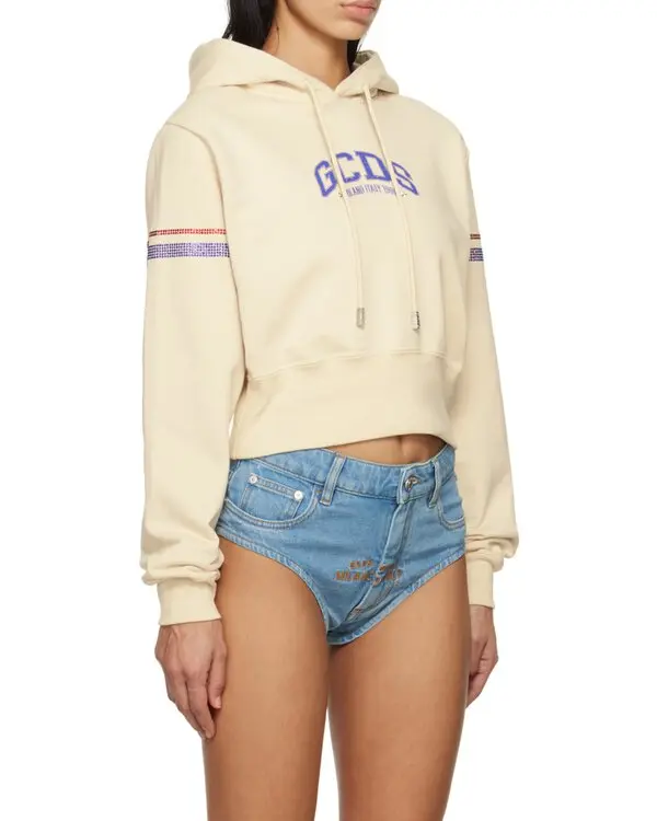 Gcds Crystal-embellished Cropped Hoodie