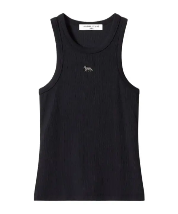 Maison Kitsuné Baby Fox Ribbed Tank Top - Black
