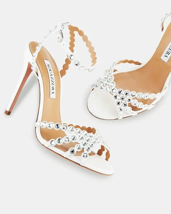 AQUAZZURA Tequila Crystal-embellished Stiletto Sandals - White