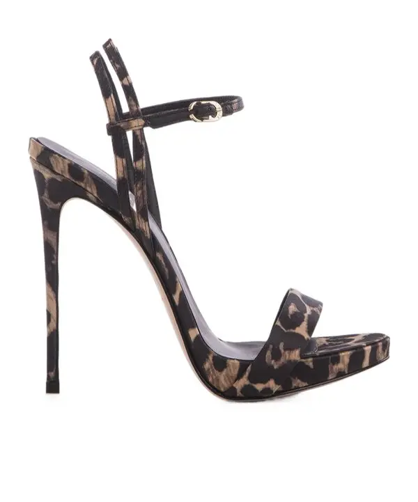 LE SILLA 13mm Gwen Goatskin Sandals With Animal Print