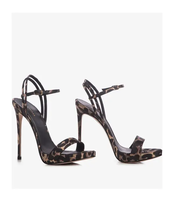 LE SILLA 13mm Gwen Goatskin Sandals With Animal Print