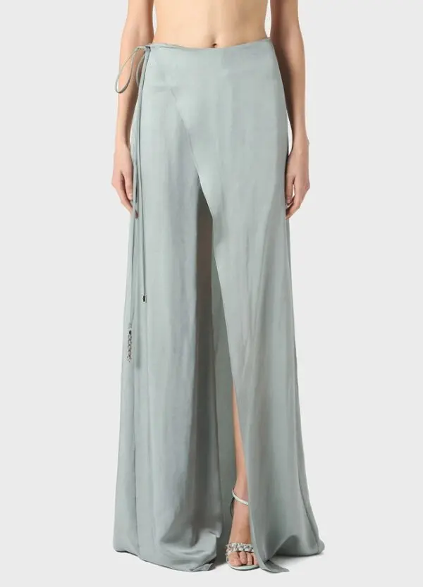 Blumarine High Waisted Wrap Detail Trousers - Gray