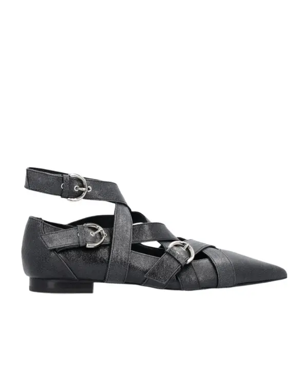 Pinko Gianira Leather Ballerina Shoes - Black
