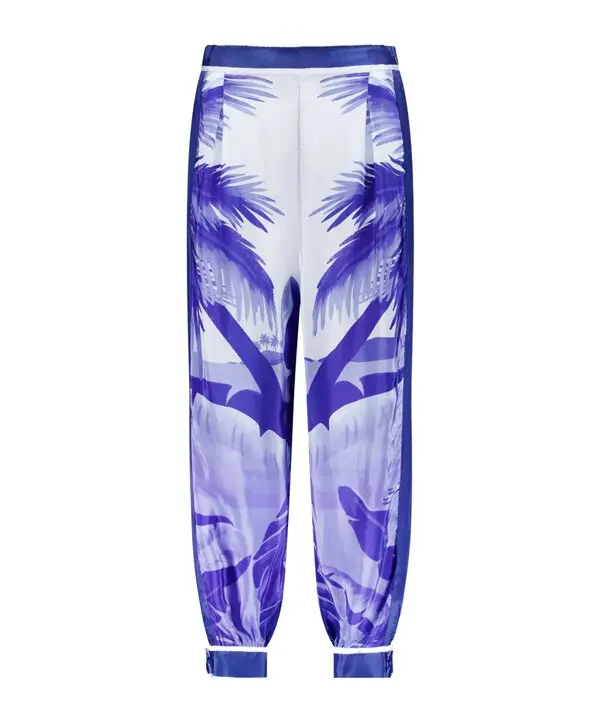 Farm Rio Tropical Palm Print Pajama Pants - Blue