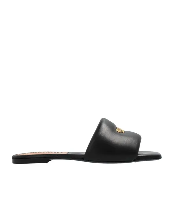 Moschino Padded Slip-on Sandals With Logo Plaque
