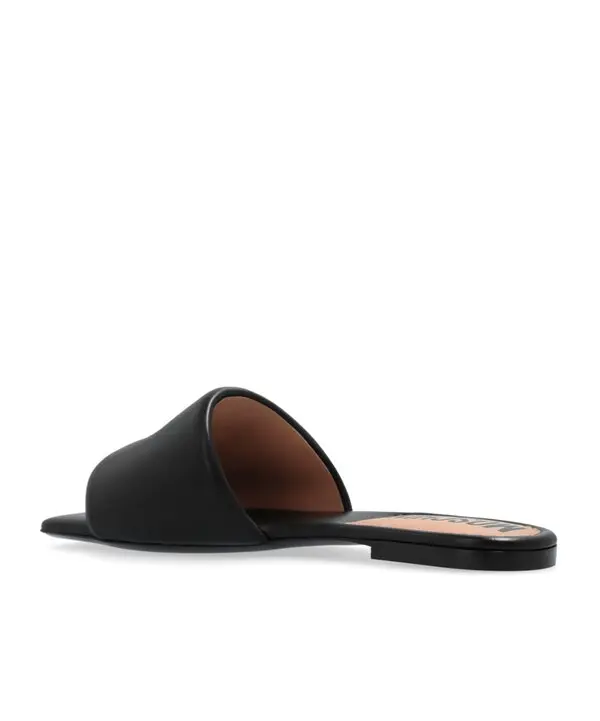 Moschino Padded Slip-on Sandals With Logo Plaque