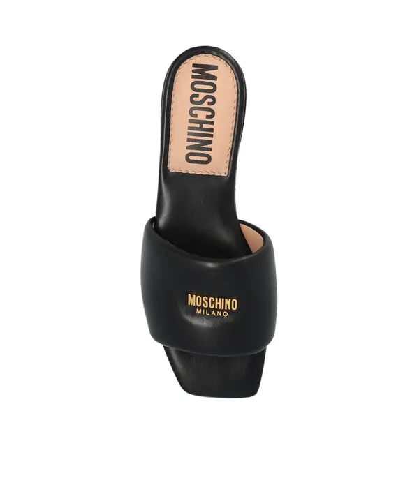 Moschino Padded Slip-on Sandals With Logo Plaque
