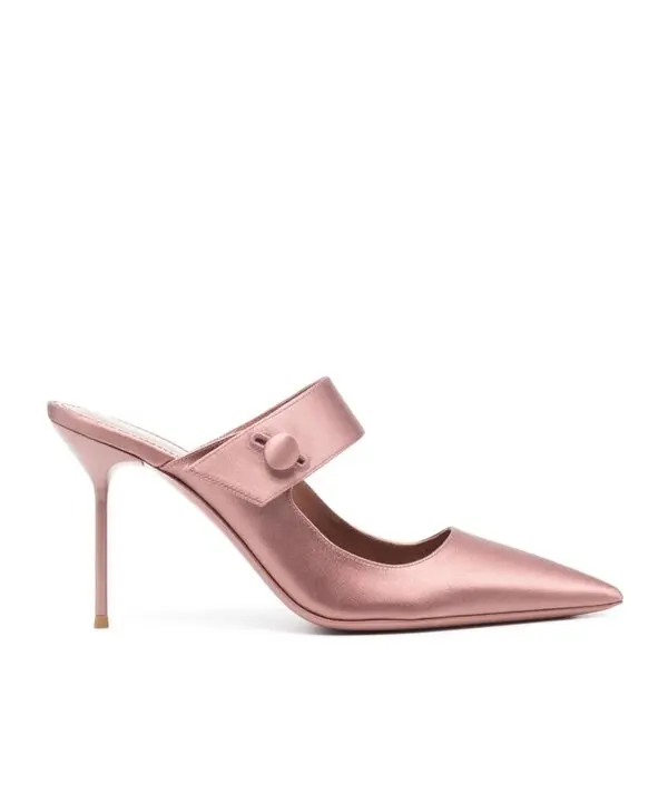 Paris Texas Pointed Toe Satin Mules