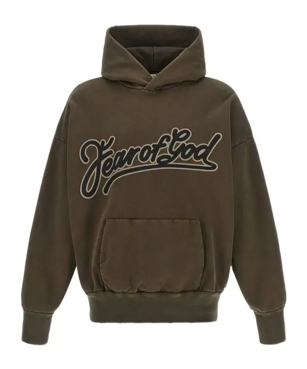 Fear Of God Logo-print Hoodie - Brown