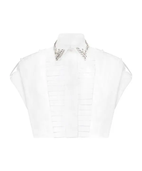 Philipp Plein Rhinestoned Cropped Shirt - White