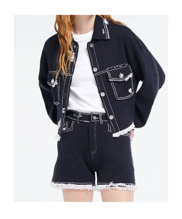 BARRIE Fringe-trim Denim Jacket