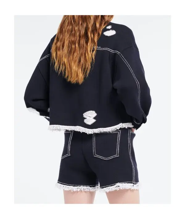 BARRIE Fringe-trim Denim Jacket