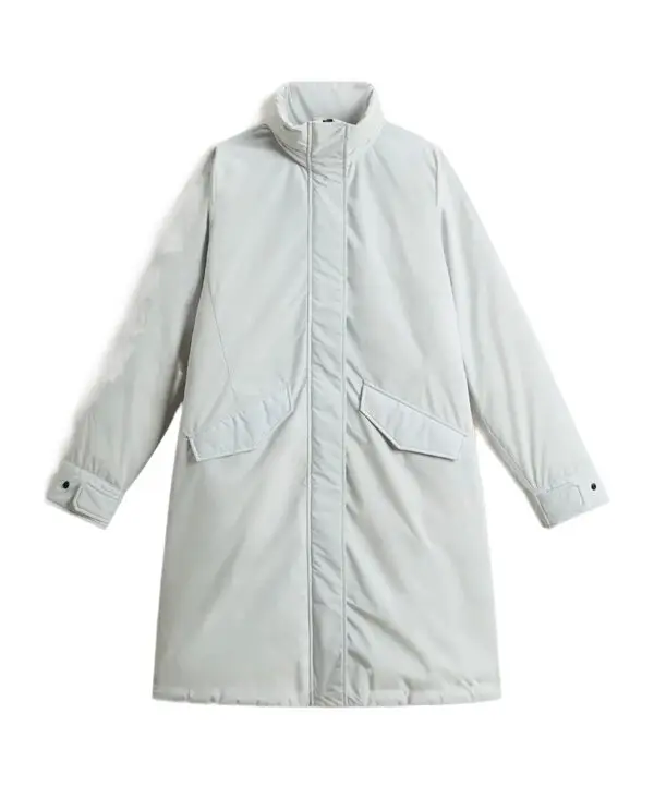 Woolrich Long Foldaway Hood Cloud Jacket - White