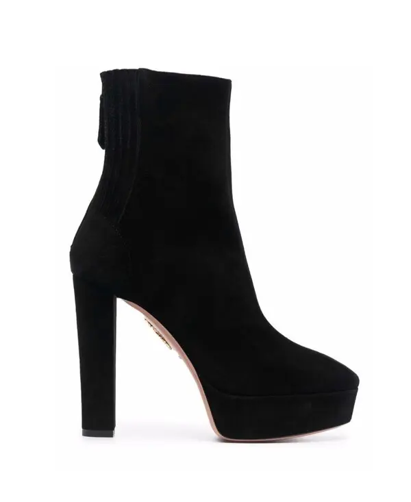 AQUAZZURA Round-toe Heeled Ankle Boots - Black