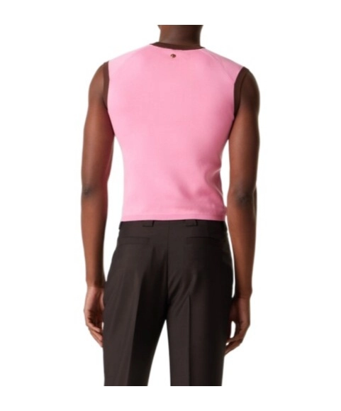 Versace Cropped Cotton Tank Top With Contrast Trim