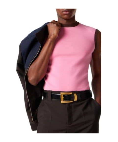 Versace Cropped Cotton Tank Top With Contrast Trim