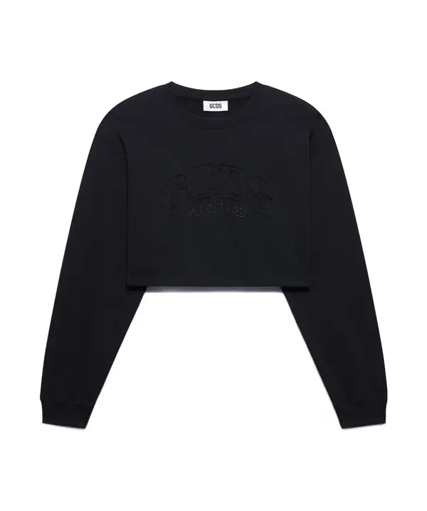 Gcds Logo Cropped Sweatshirt - Black