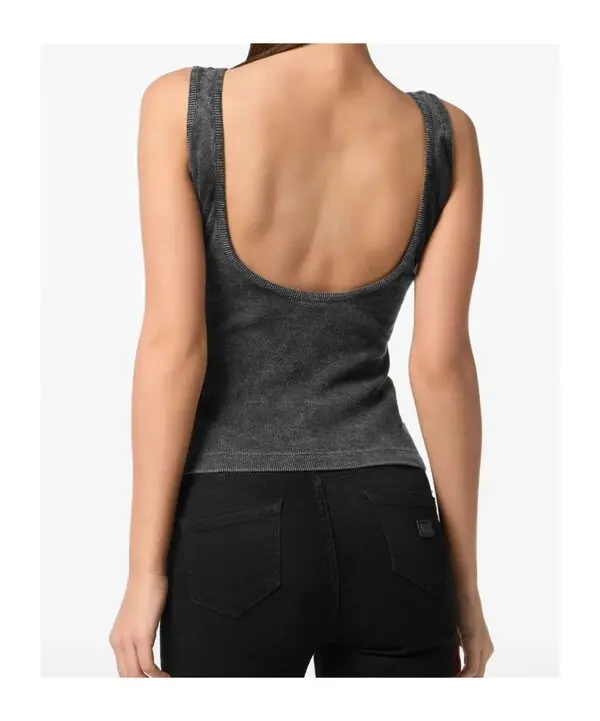 Philipp Plein Washed-effect Ribbed Tank Top