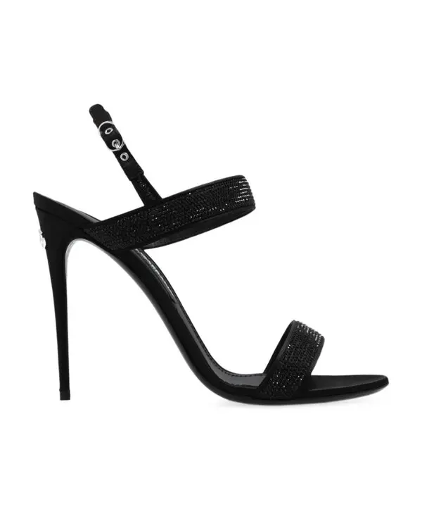 Dolce & Gabbana Dolce Gabbana Kim Embellished Satin Sandals - Black