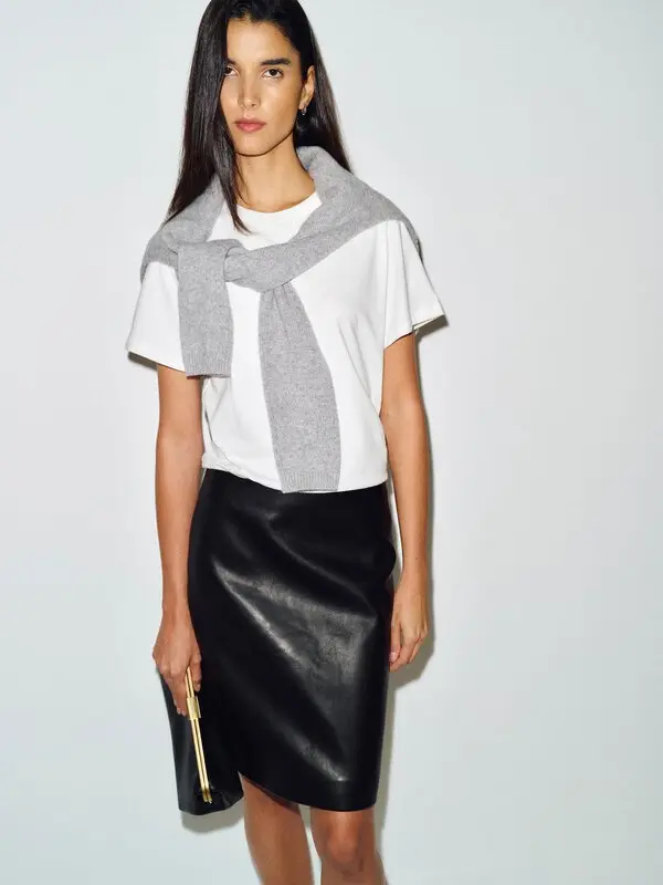 REFORMATION Veda Elle Leather Skirt - Black