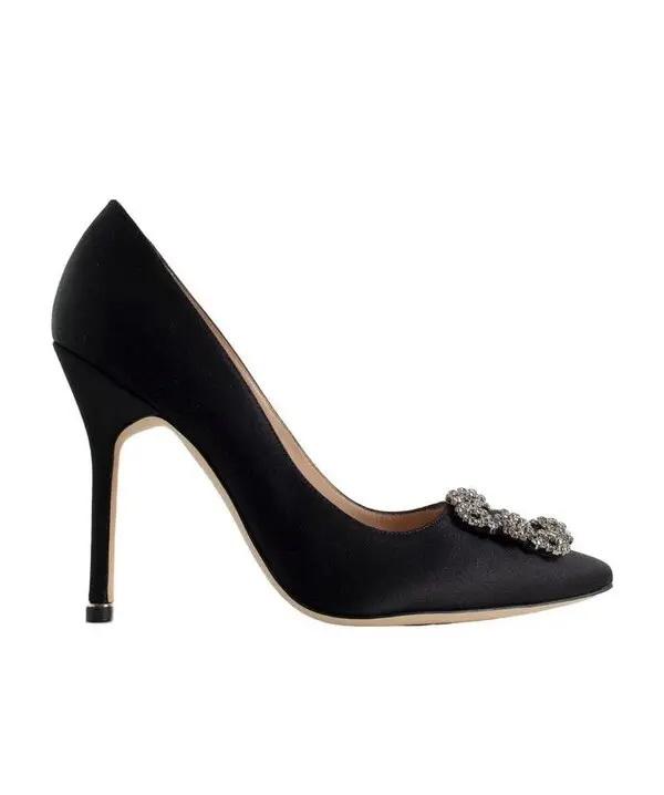 Manolo Blahnik Hangisi Embellished Satin Pumps - Black