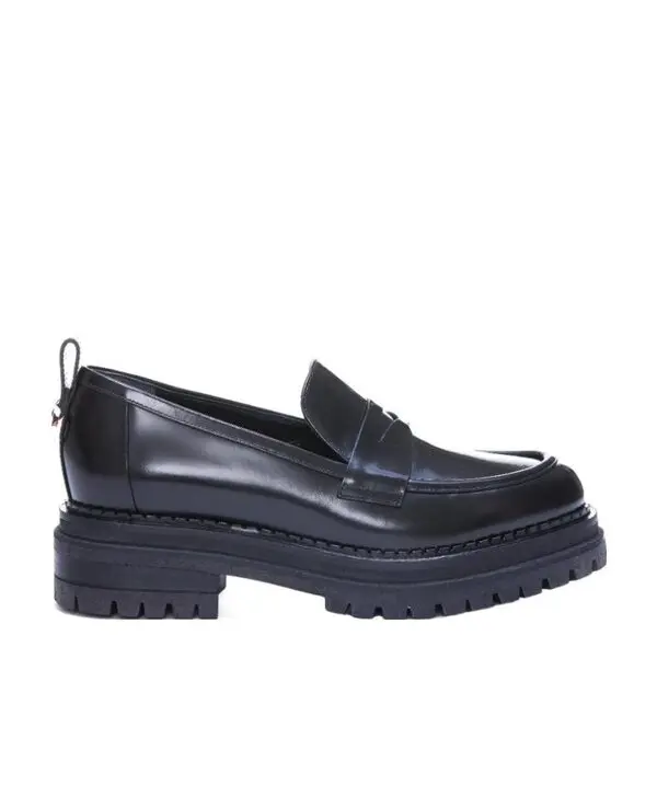 SERGIO ROSSI Round Toe Slip-on Loafers - Black