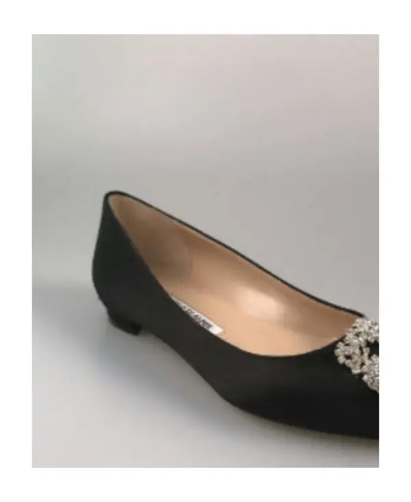 Manolo Blahnik Hangisi Embellished Satin Flats