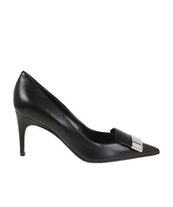 SERGIO ROSSI Napa Leather Pumps With Palladium Detail