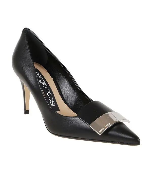 SERGIO ROSSI Napa Leather Pumps With Palladium Detail