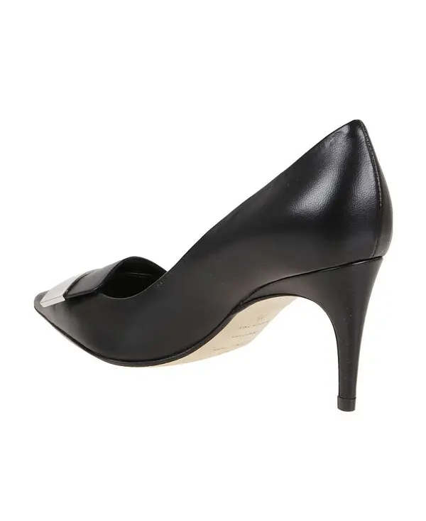 SERGIO ROSSI Napa Leather Pumps With Palladium Detail