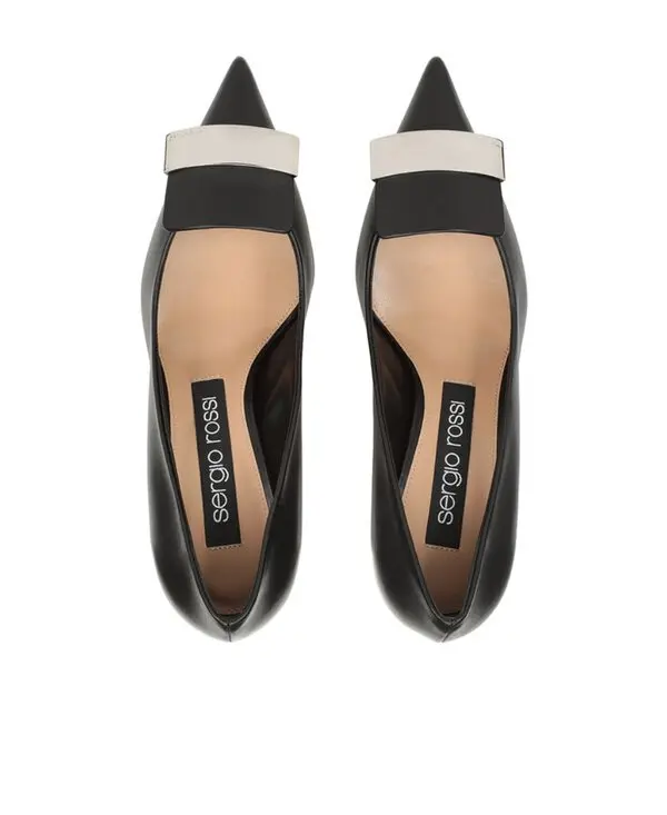 SERGIO ROSSI Napa Leather Pumps With Palladium Detail