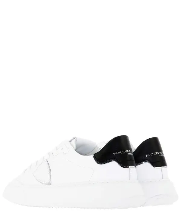 Philippe Model Temple Logo Patch Leather Sneakers - White