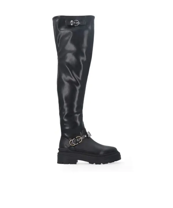Pinko Mia Over The Knee Buckle Boots - Black