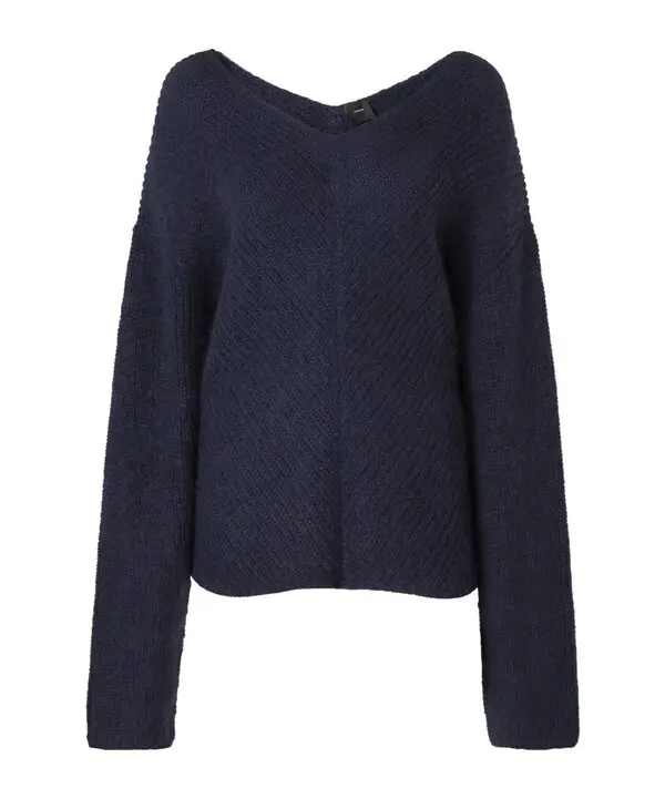 Pinko Herringbone-pattern V-neck Jumper - Black