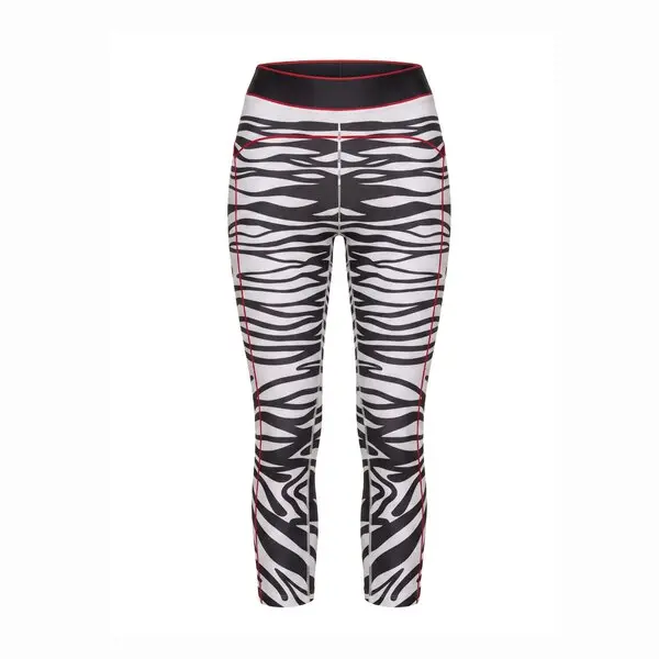 JESSIE ZHAO NEW YORK Black / White Zebra Stripe High-waisted Cropped Leggings - Black/white