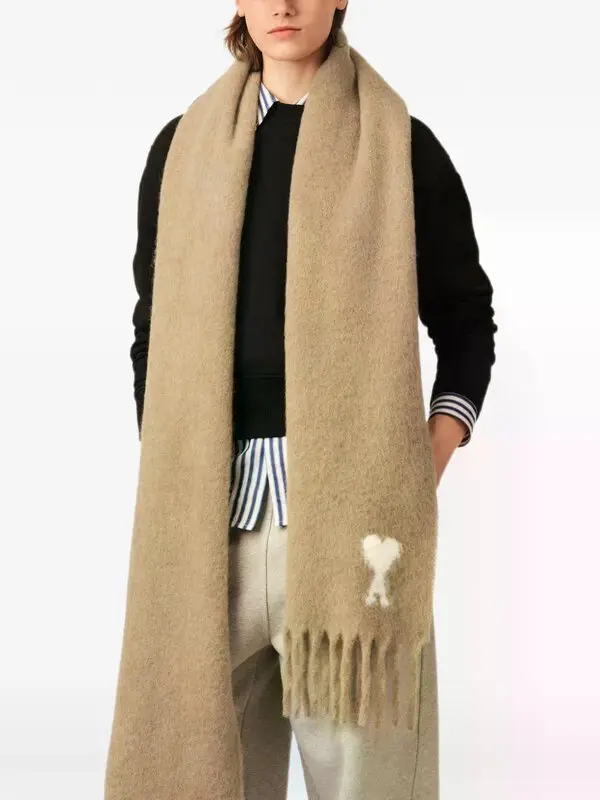 AMI Paris Alpaca Scarf With De Coeur