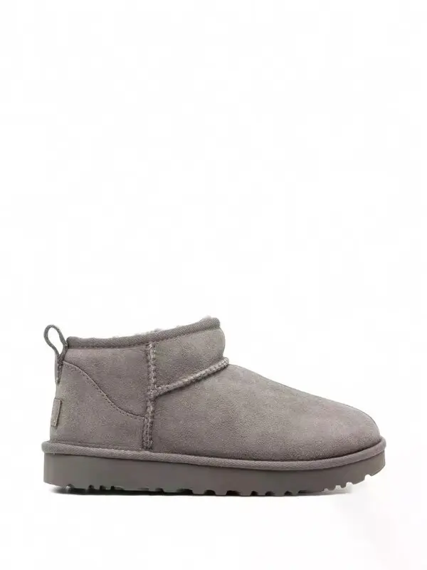 UGG Classic Ultra Mini Suede Shearling-lined Boots - Grey