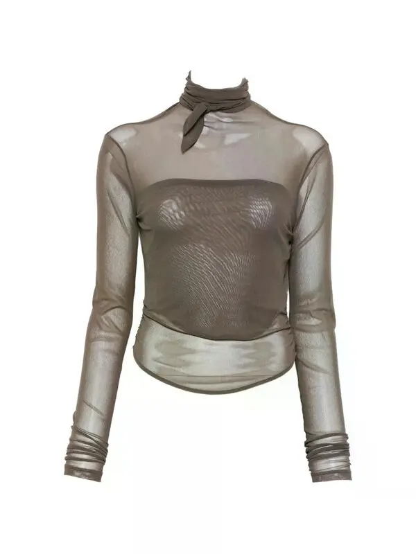 LEMAIRE Ballerina Foulard Transparent-effect Top - Brown